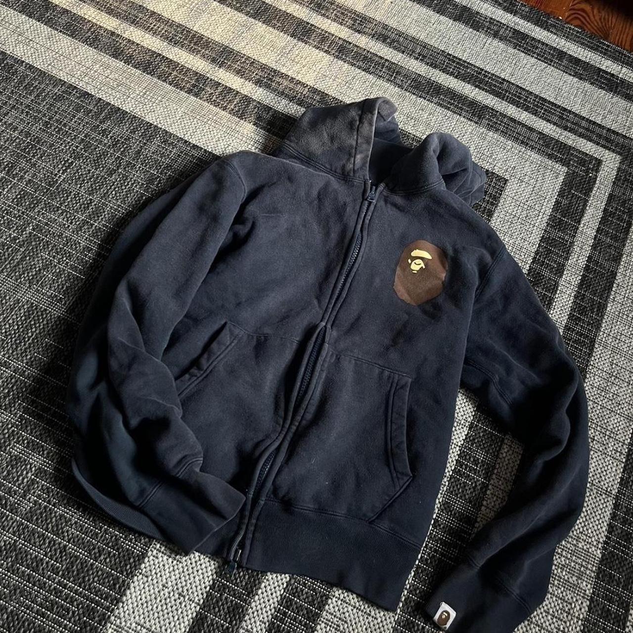 BaPE navy jacket size medium fits small - Depop