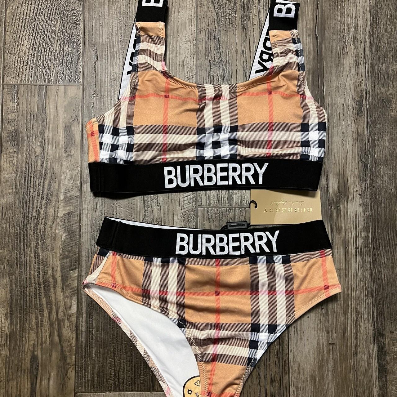 Women's Tan and Cream Swimsuit-one-piece | Depop