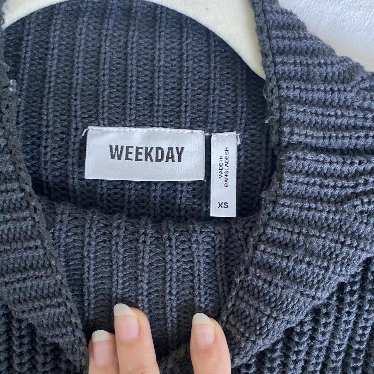 Dark grey weekday sweater, mock neck, oversized.... - Depop