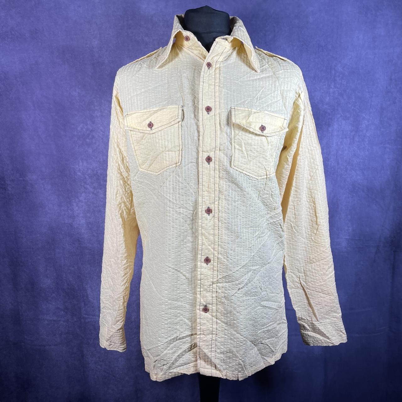 Vintage Yellow "BonHomme" Crinkle Button Up Dagger... - Depop