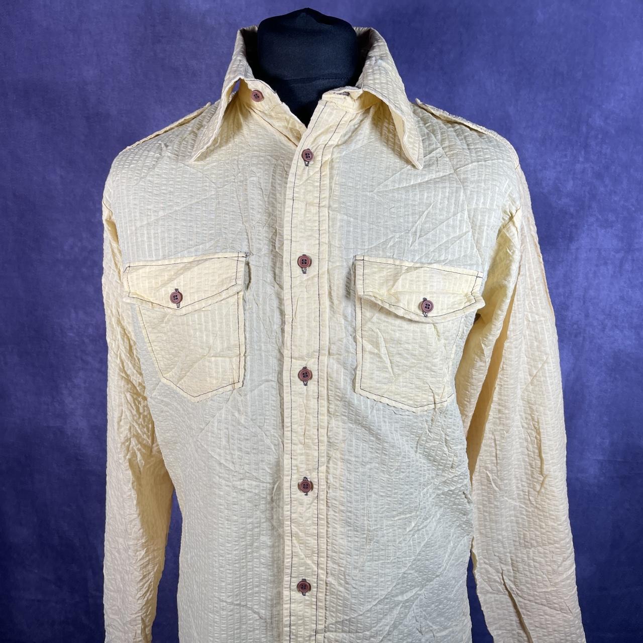 Vintage Yellow "BonHomme" Crinkle Button Up Dagger... - Depop