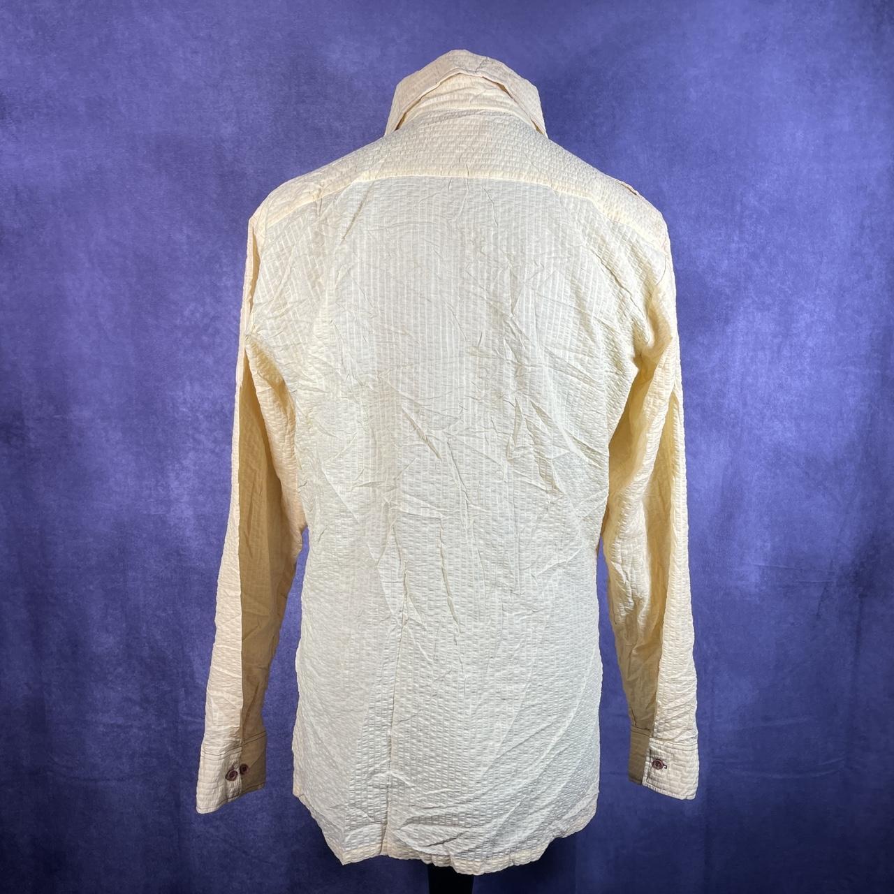 Vintage Yellow "BonHomme" Crinkle Button Up Dagger... - Depop