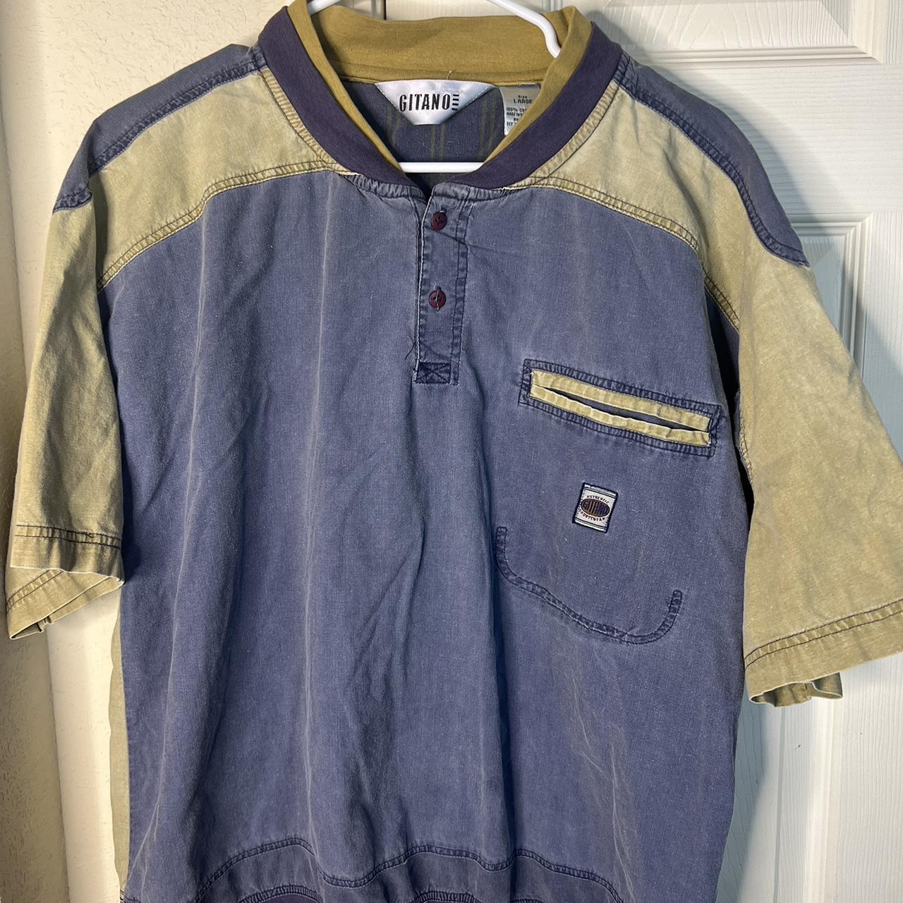 Gitano Men's Navy and Khaki Shirt | Depop