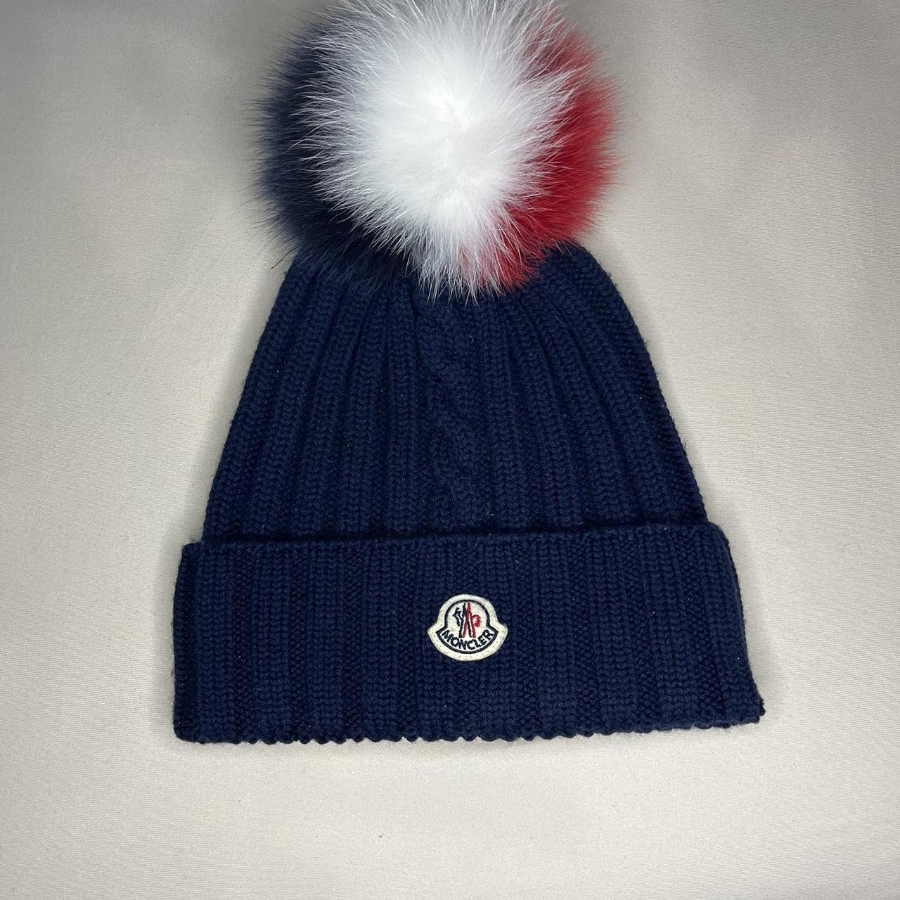Moncler Women’s Blue Tri Color Pom Pom... - Depop