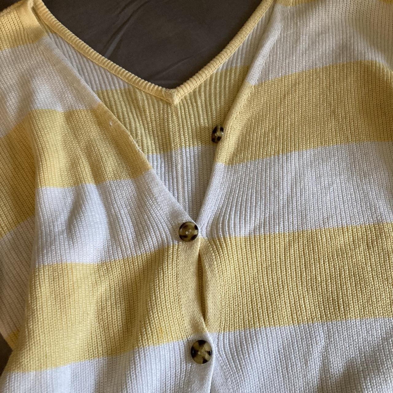 Yellow and white striped sweater! Super cute when... - Depop