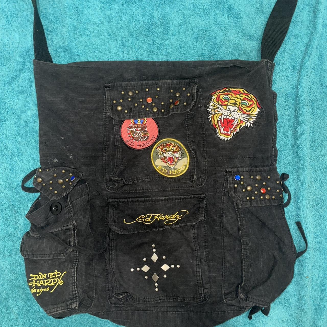 Vintage Y2K Ed Hardy Signature Messenger purse Tote... - Depop