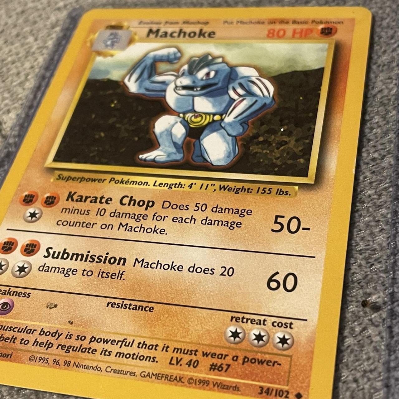 Machoke 34/102 excellent condition 1995 Pokemon Card... - Depop