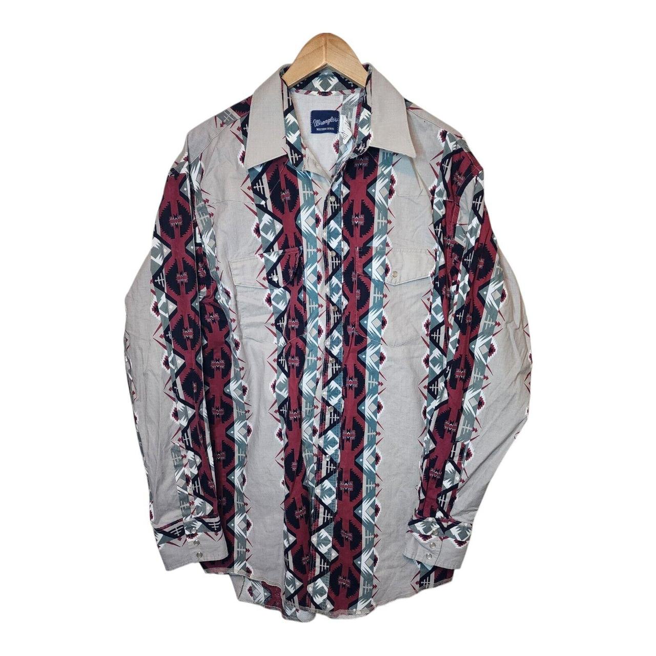 Wrangler Checotah Mens Shirt Western Aztec Pearl... - Depop