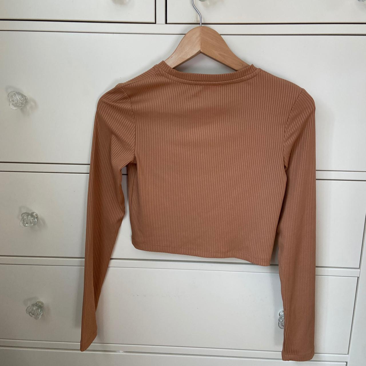 Mango Women's Brown and Tan Crop-top | Depop