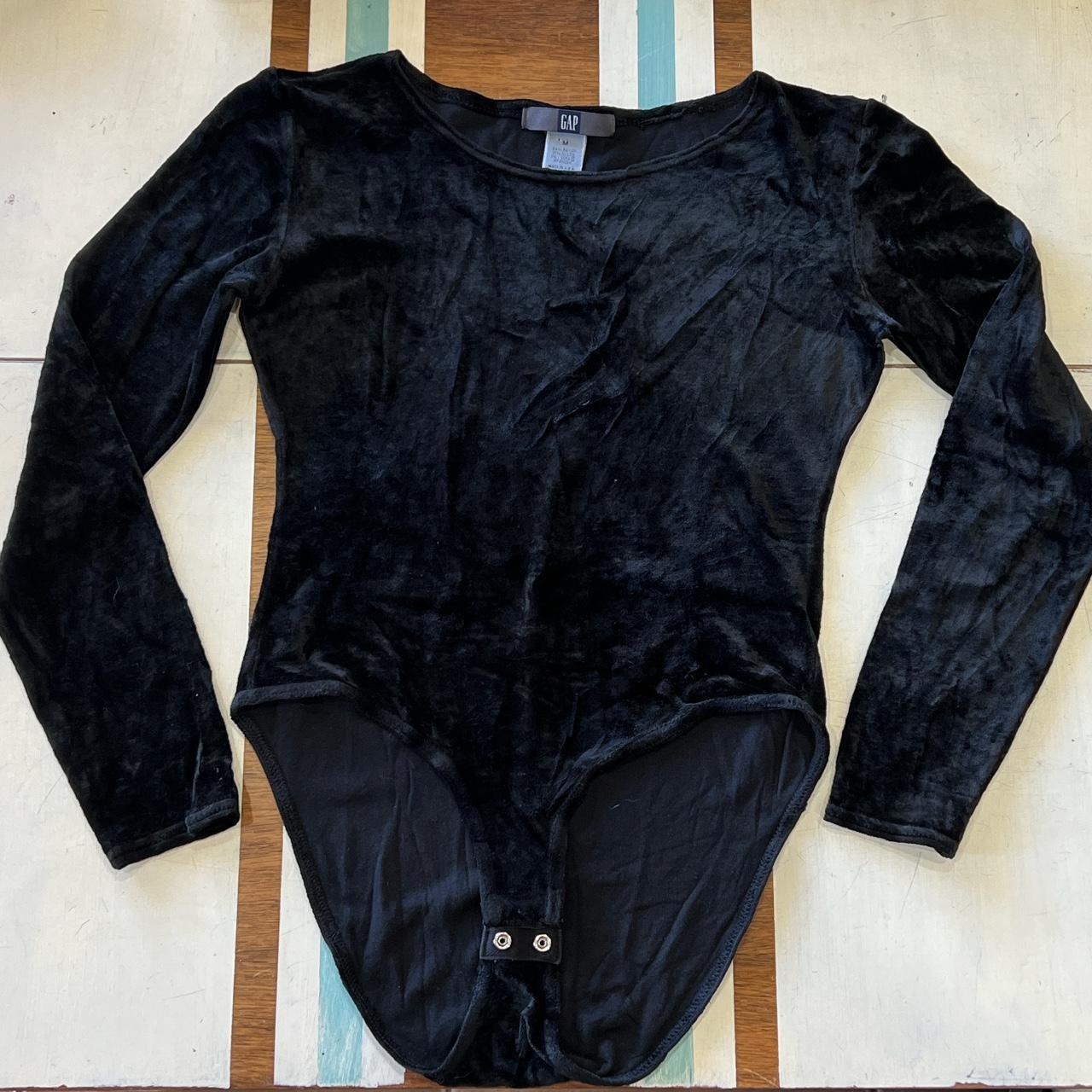 Black velvet bodysuit by Gap Very soft and super... - Depop