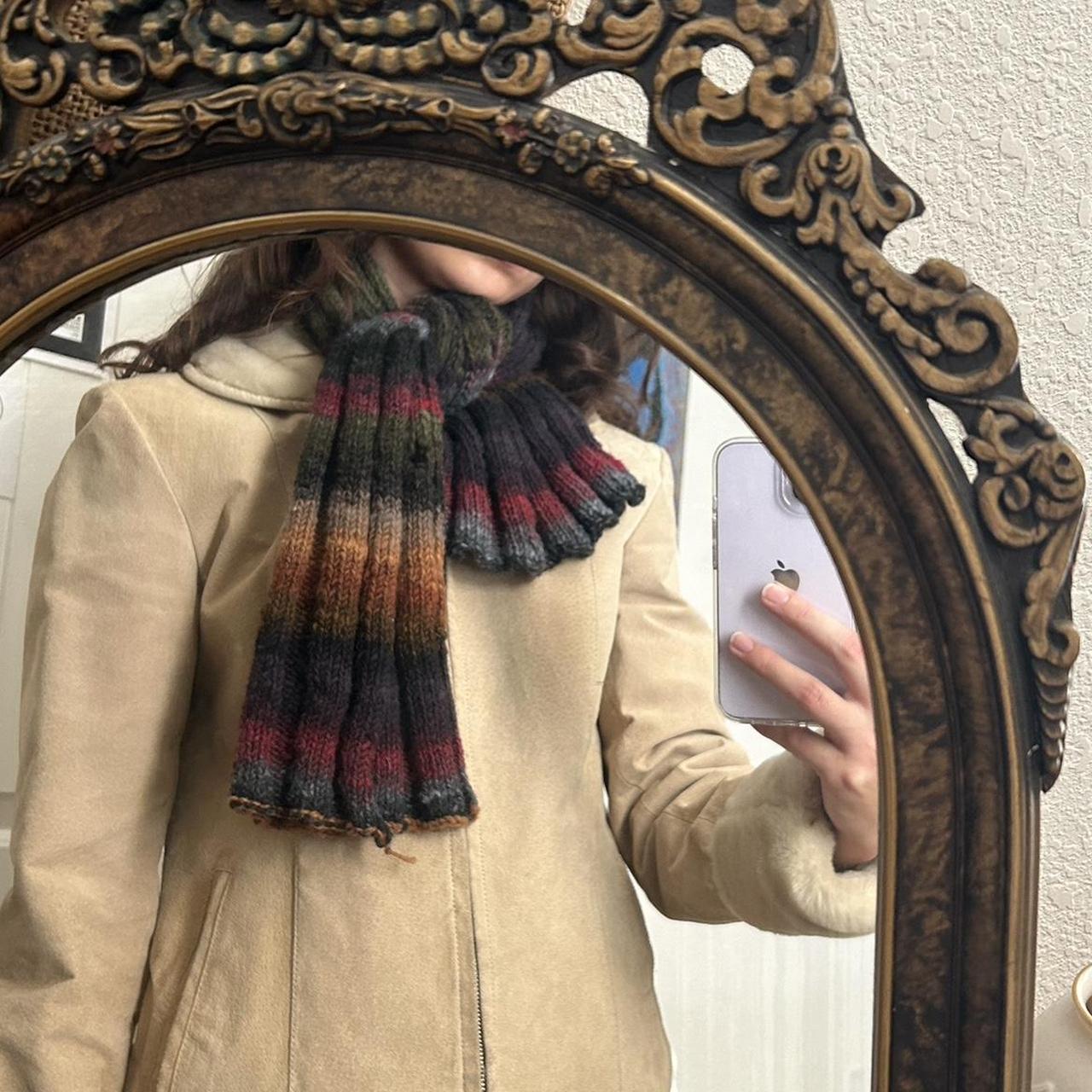 Multi-coloured striped wool scarf 45 inches... - Depop