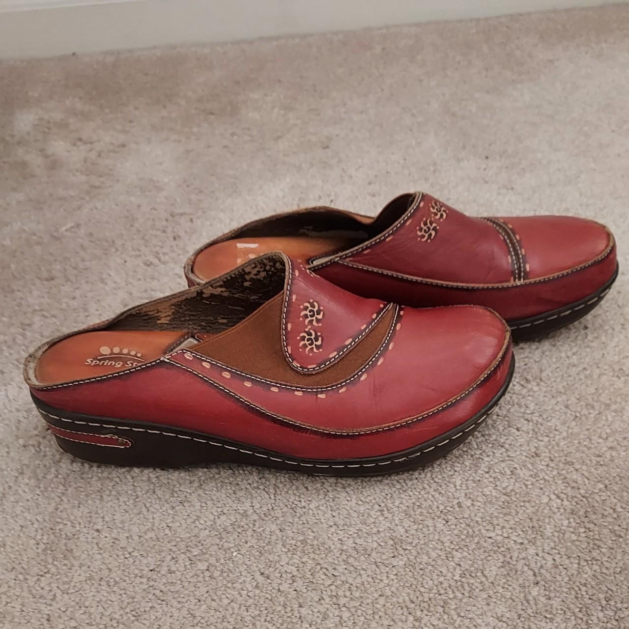 Spring Step Leather Etched Clogs. Golden Brown... - Depop