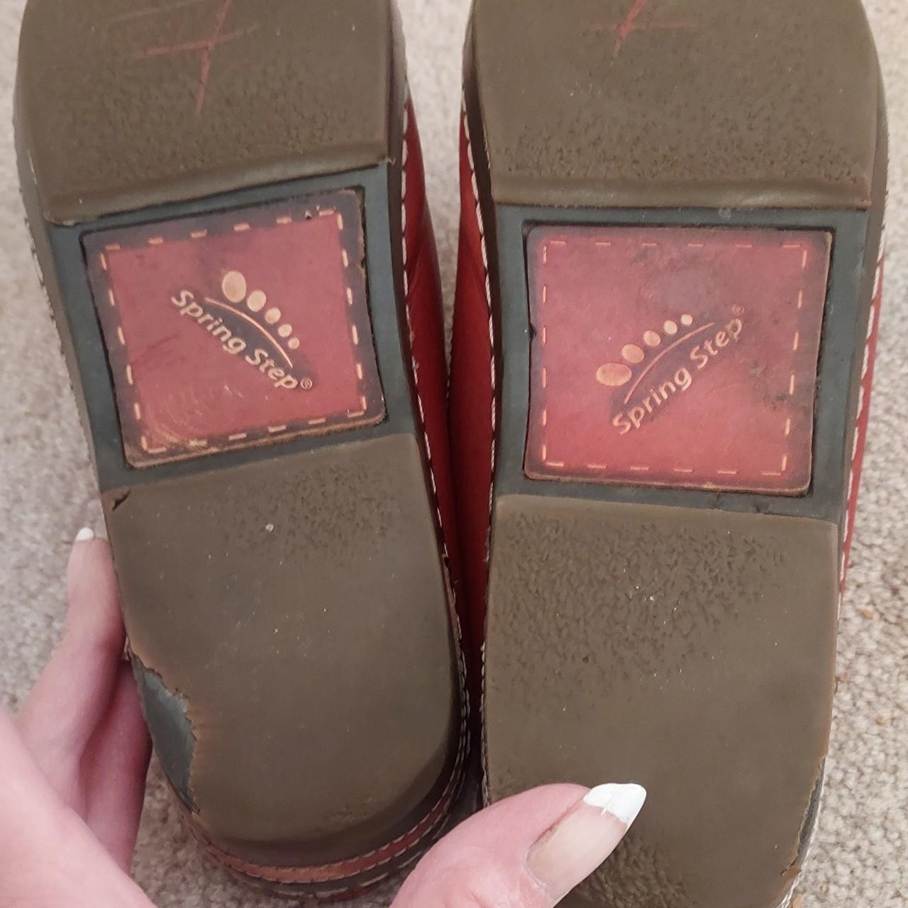 Spring Step Leather Etched Clogs. Golden Brown... - Depop