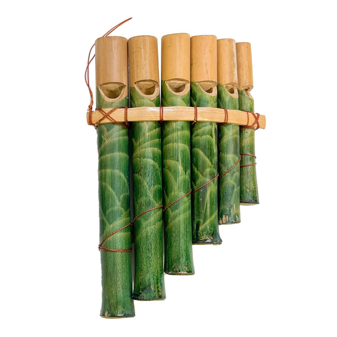 Green pan pipes flute These dot-painted panpipes... - Depop