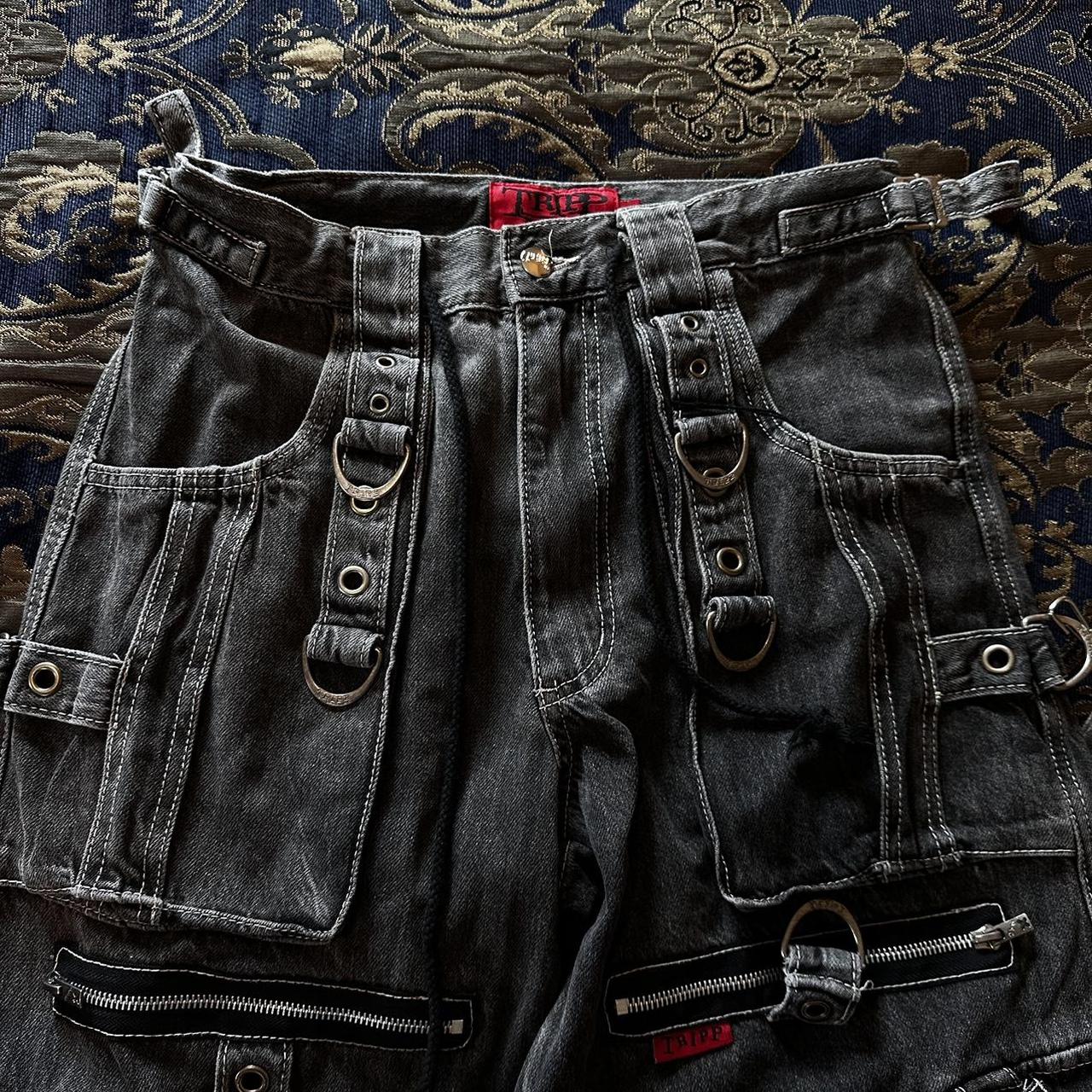 Tripp NYC X-Strap Denim Raver Jeans Grey Brand New... - Depop