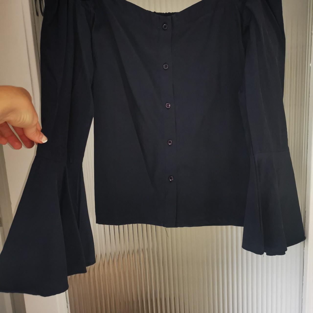 Navy blue off the shoulder shirt material top Only... - Depop