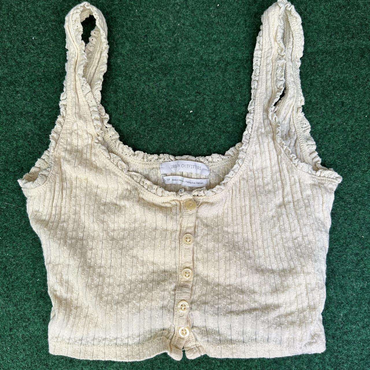 Urban Outfitters Women's Cream and Yellow Crop-top | Depop