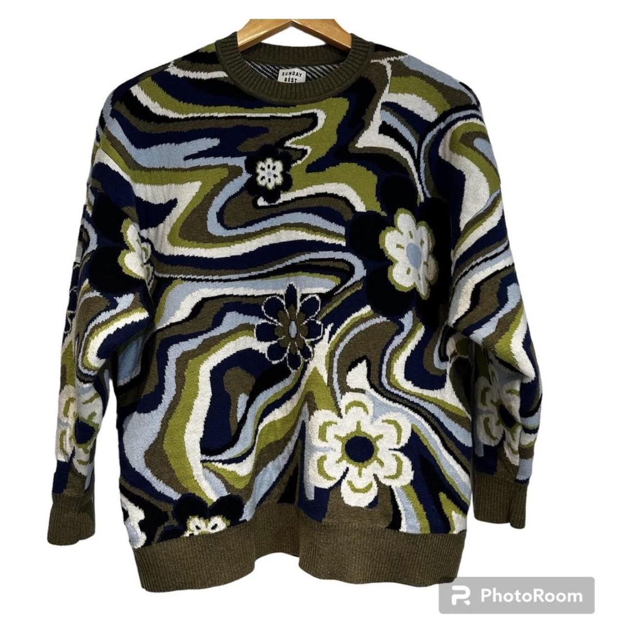 Sunday Best retro floral pattern sweater Super thick... - Depop