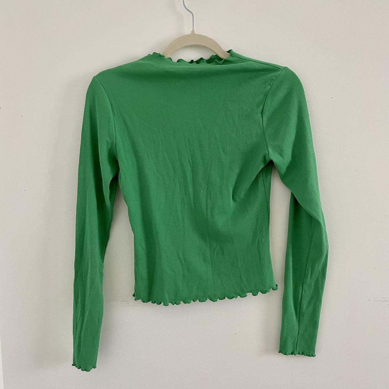 Asos MONKI Kelly green lettuce edge long sleeve... - Depop