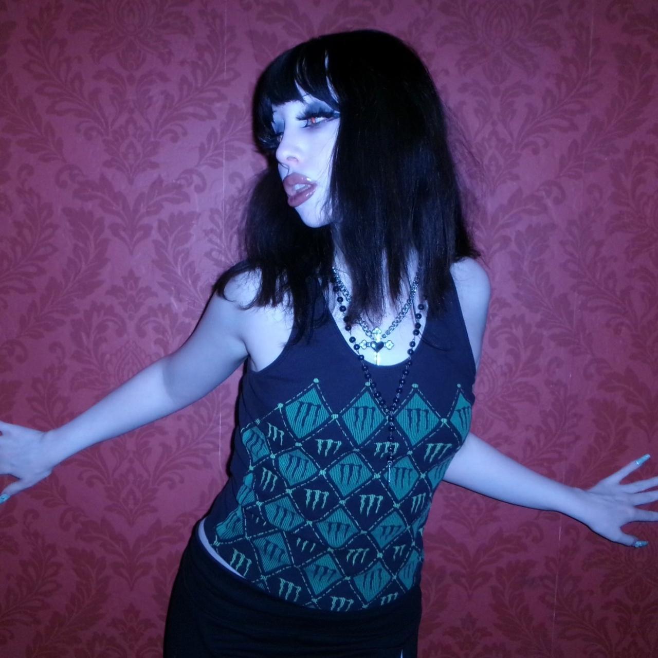 vintage official monster energy tank top raw hem... - Depop