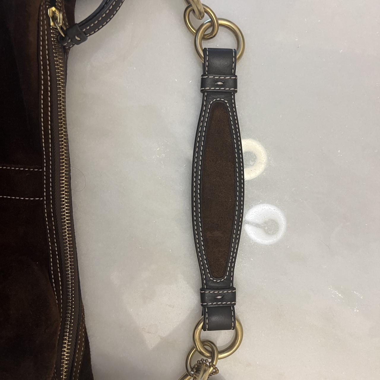 Y2K Coach Brown Suede hobo bag with gold... - Depop