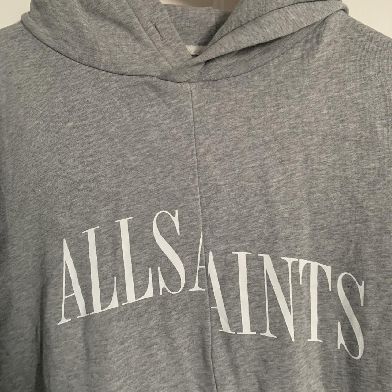 GREY all saints hoodie Size large but fits... - Depop