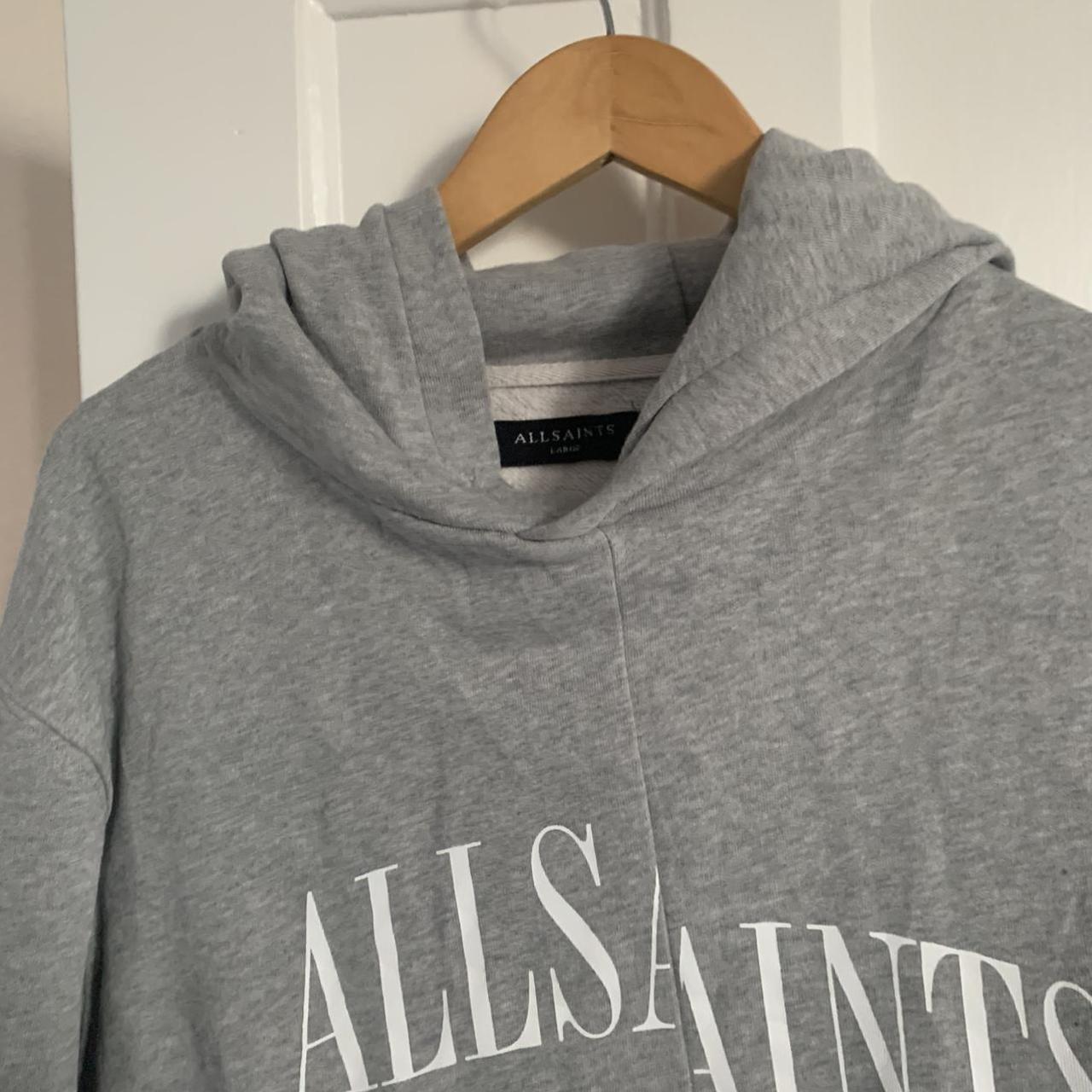 GREY all saints hoodie Size large but fits... - Depop