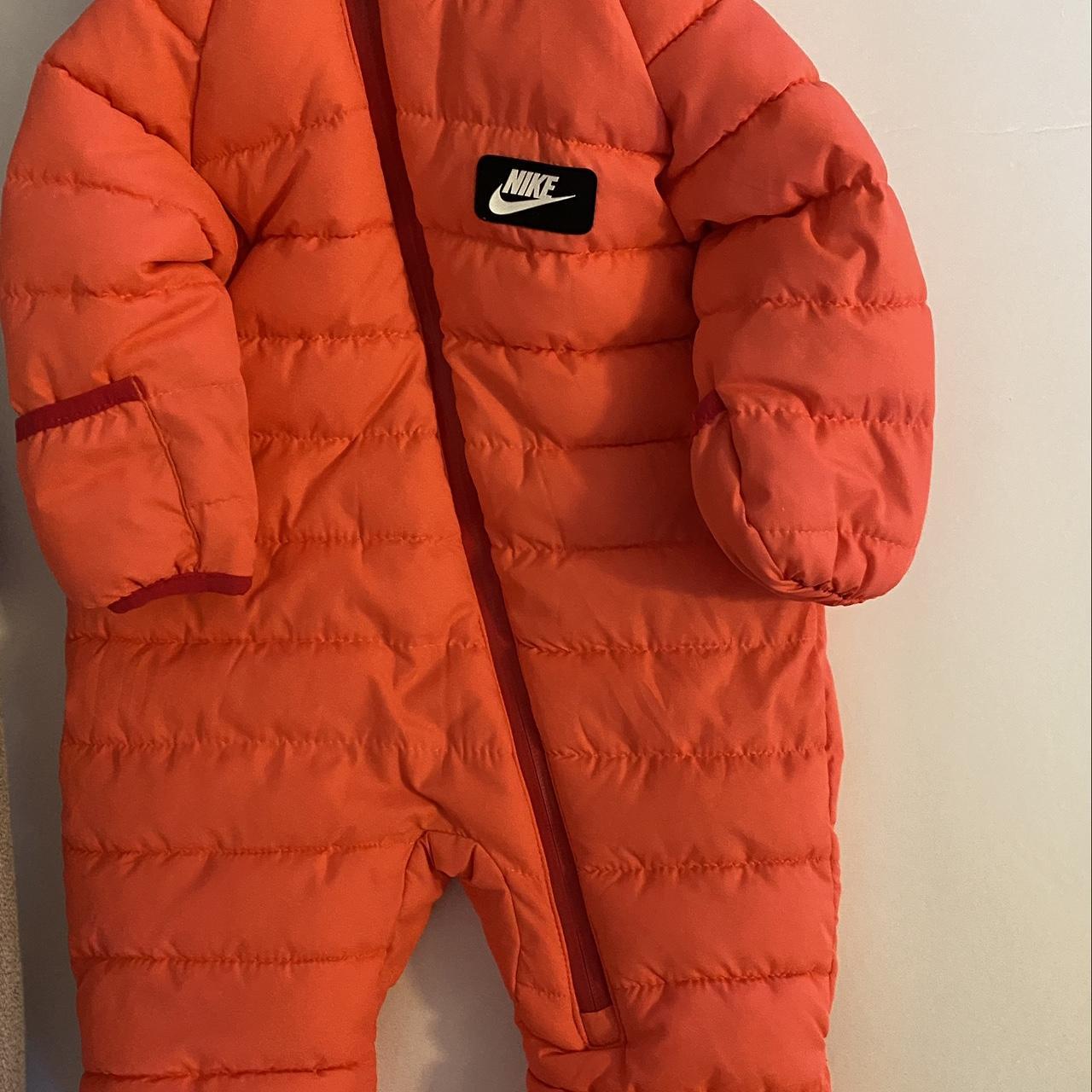 Nike Baby Puffer Snowsuit; salmon pink; SZ 6/9... - Depop
