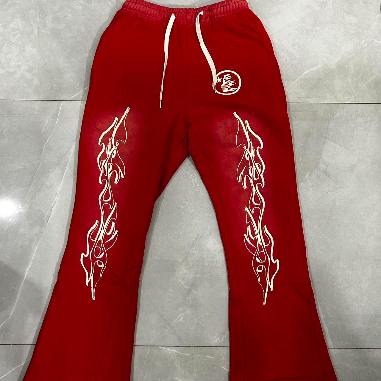 RED HELLSTAR VINTAGE WASHED WHITE FLAME STREETWEAR... - Depop