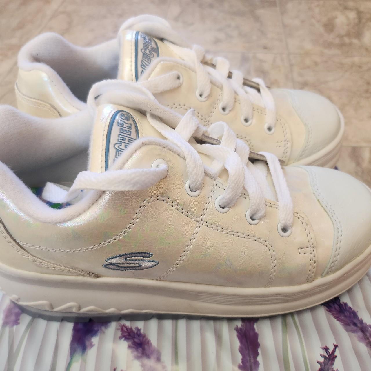 NOS 90s kids platform sneakers skechers iridescent... - Depop