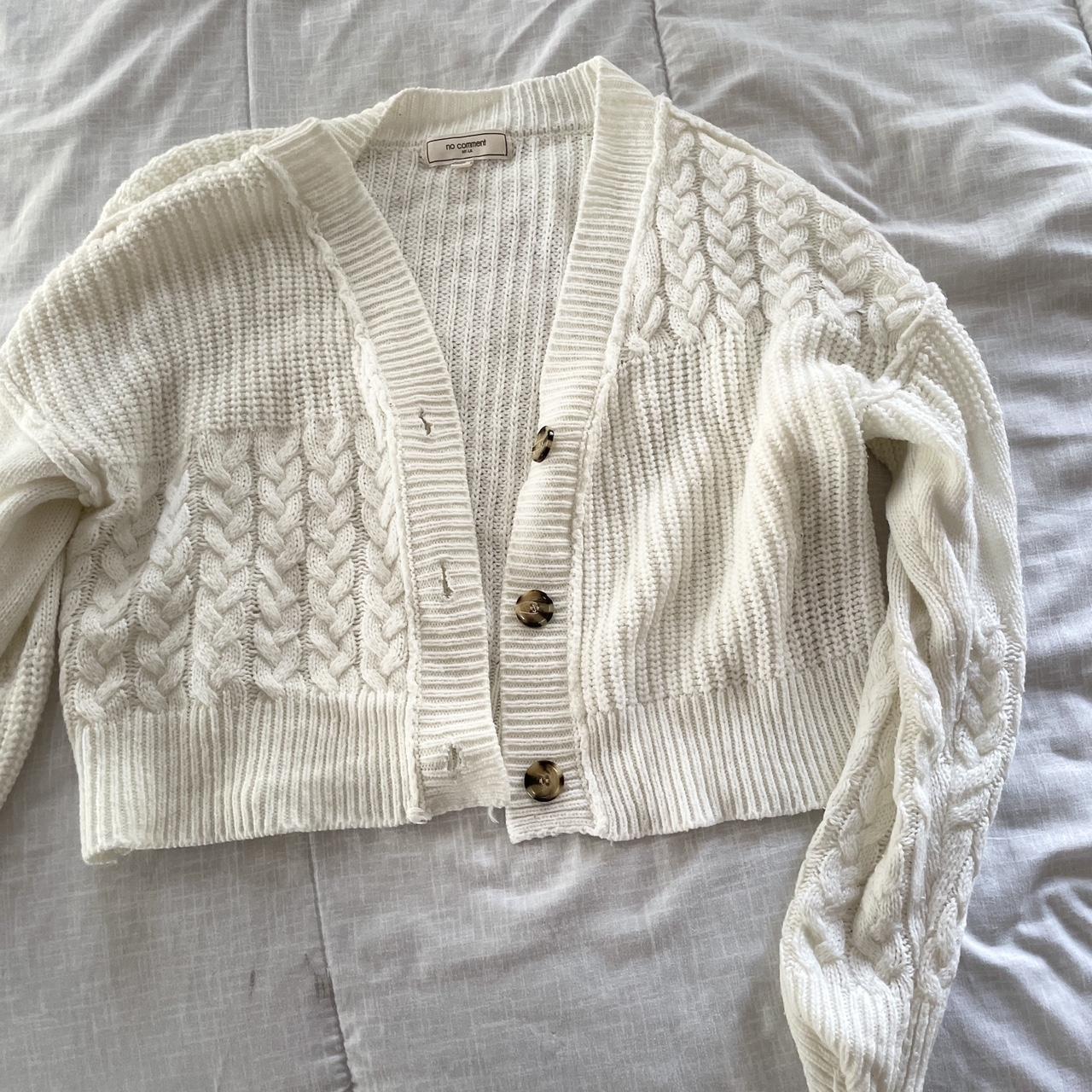 White cropped cardigan with buttons #cropped - Depop