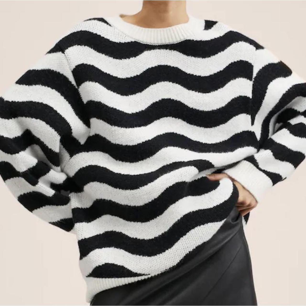 Mango striped jumper oversized size S Used once... - Depop