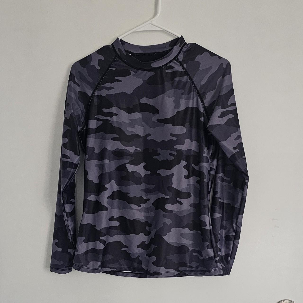 Two Piece Rash Guard Long Sleeve black camouflage... | Depop