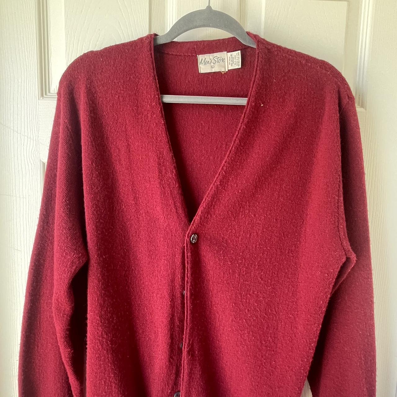 Vintage red Mens Store cardigan. Size Large Length... - Depop