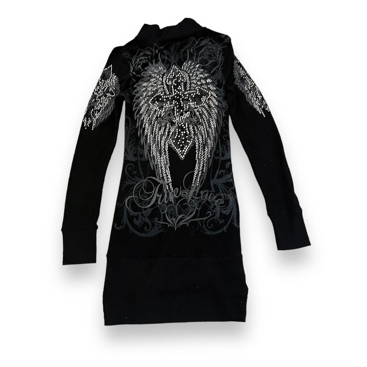 Studded emo cyber cross black zip up sweater Can... - Depop