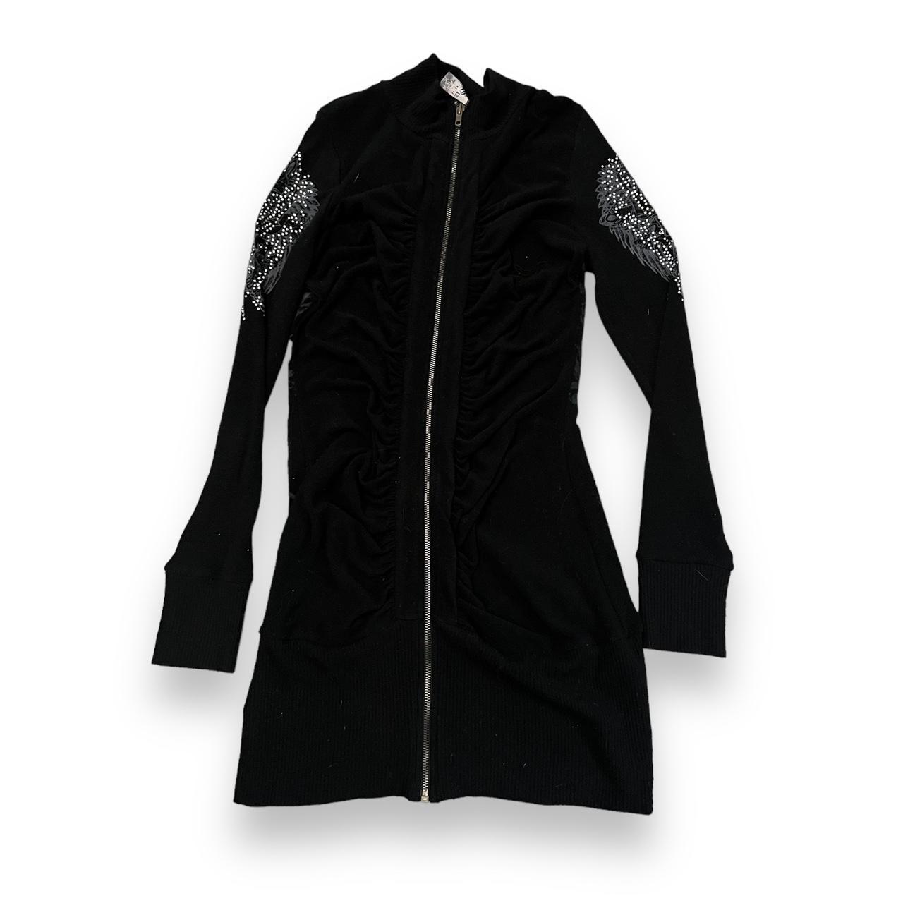 Studded emo cyber cross black zip up sweater Can... - Depop