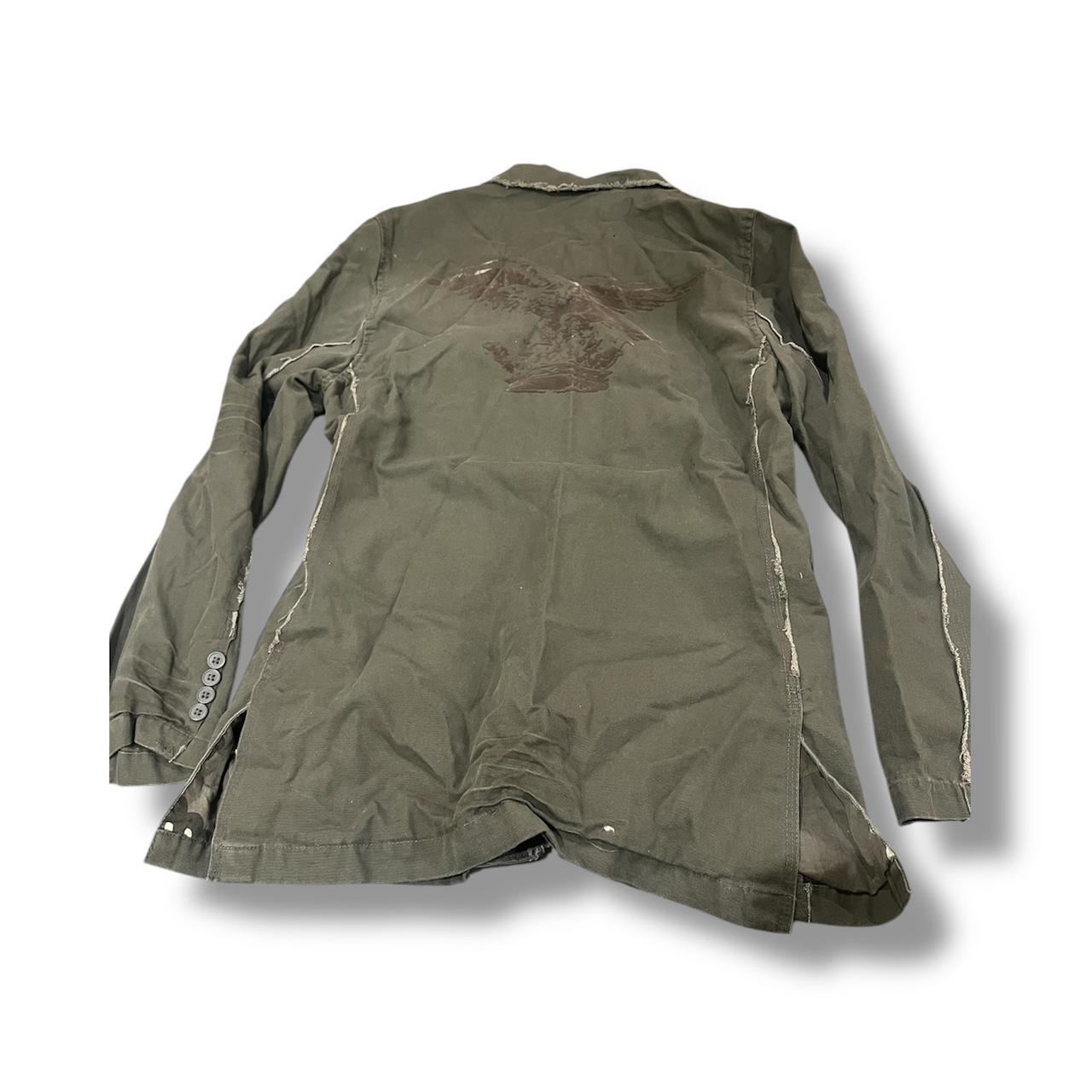 khaki embroidered long cargo jacket with grunge... | Depop