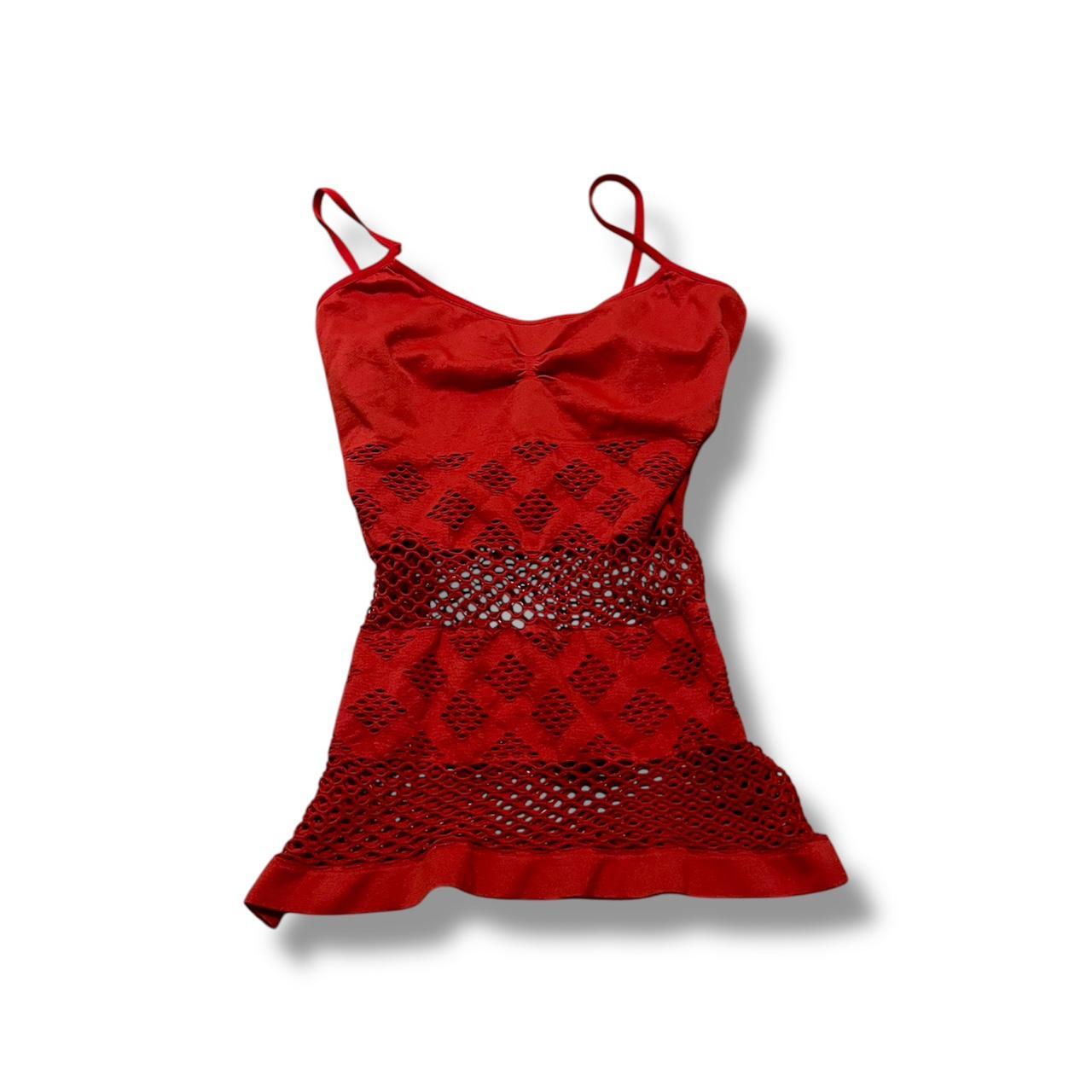 Red fishnet emo rave tank top ‪‪ ︎‬ Cybery2k... | Depop