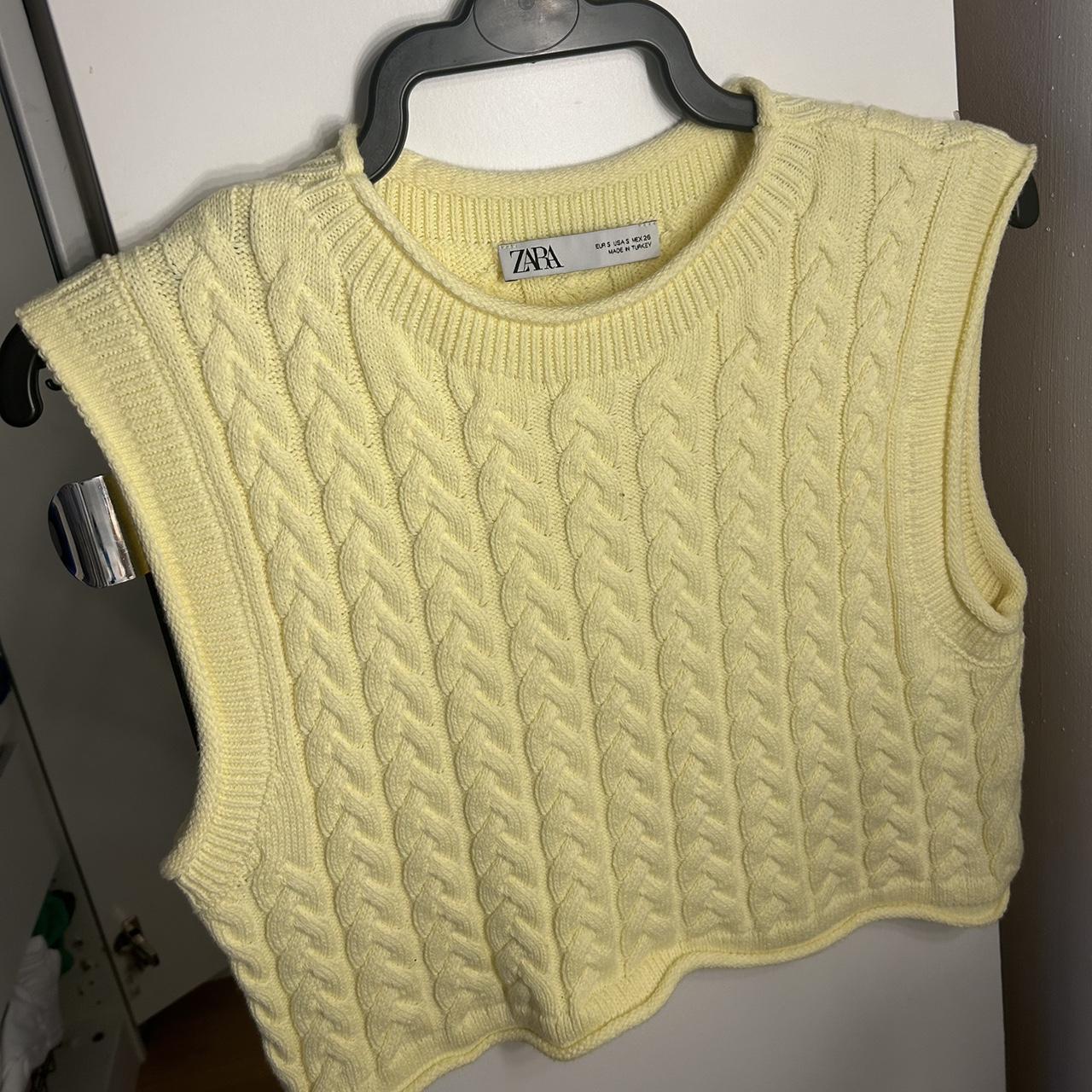 Pale/ pastel yellow knit vest from Zara In perfect... - Depop