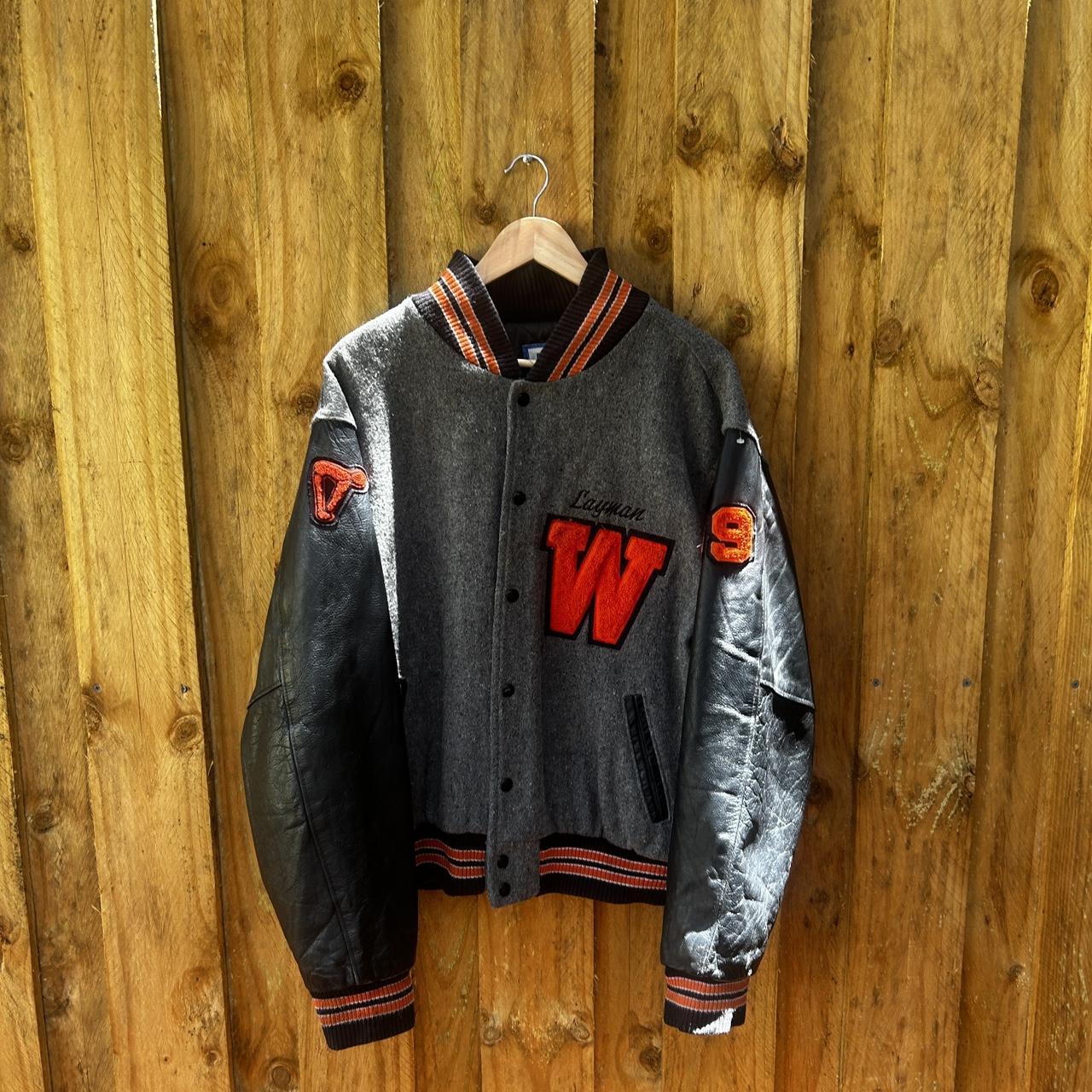 Vintage WHS Leather Varsity Jacket XL super super... | Depop