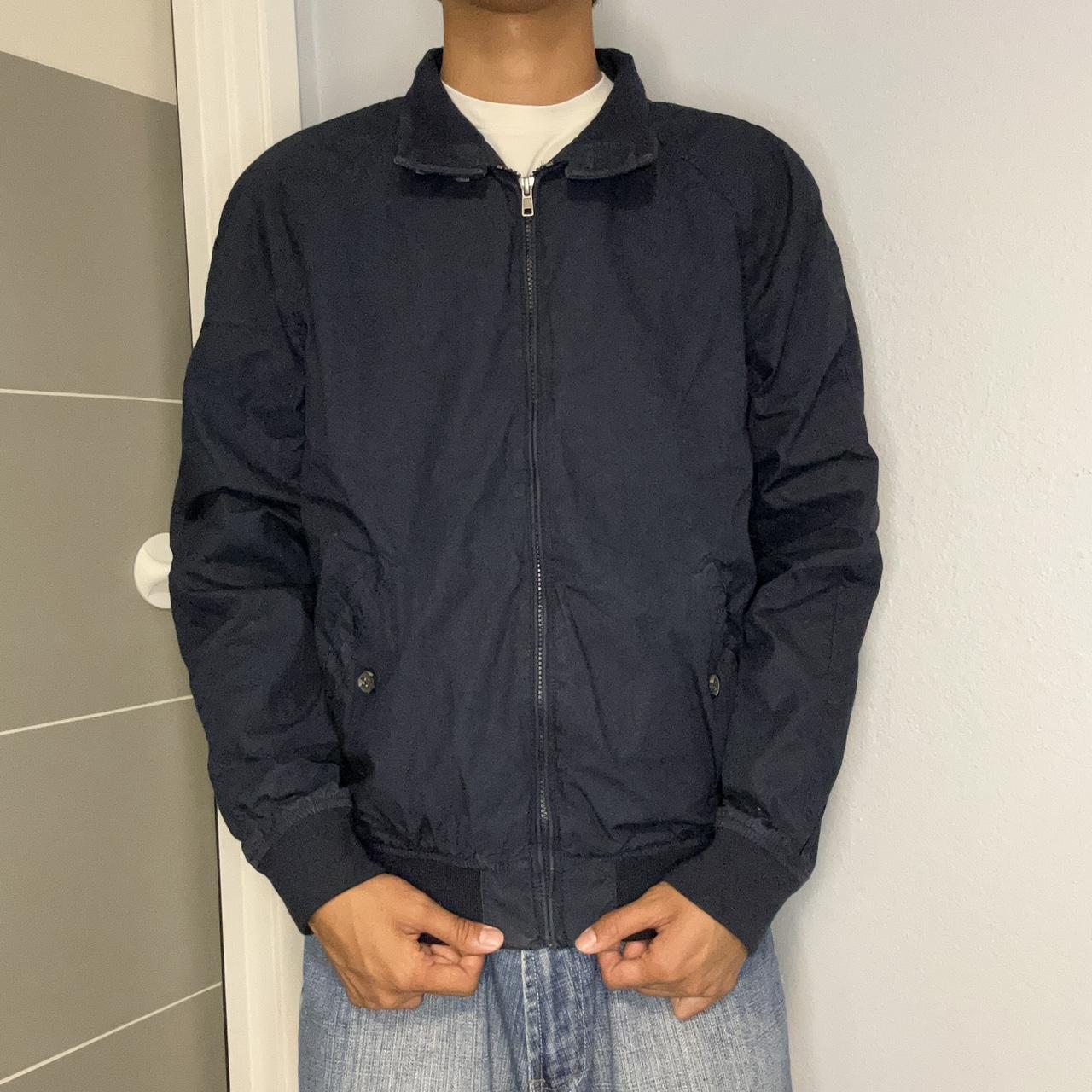 Navy Blue Flannel Lined Collared Zip Jacket 6’1, 140... - Depop