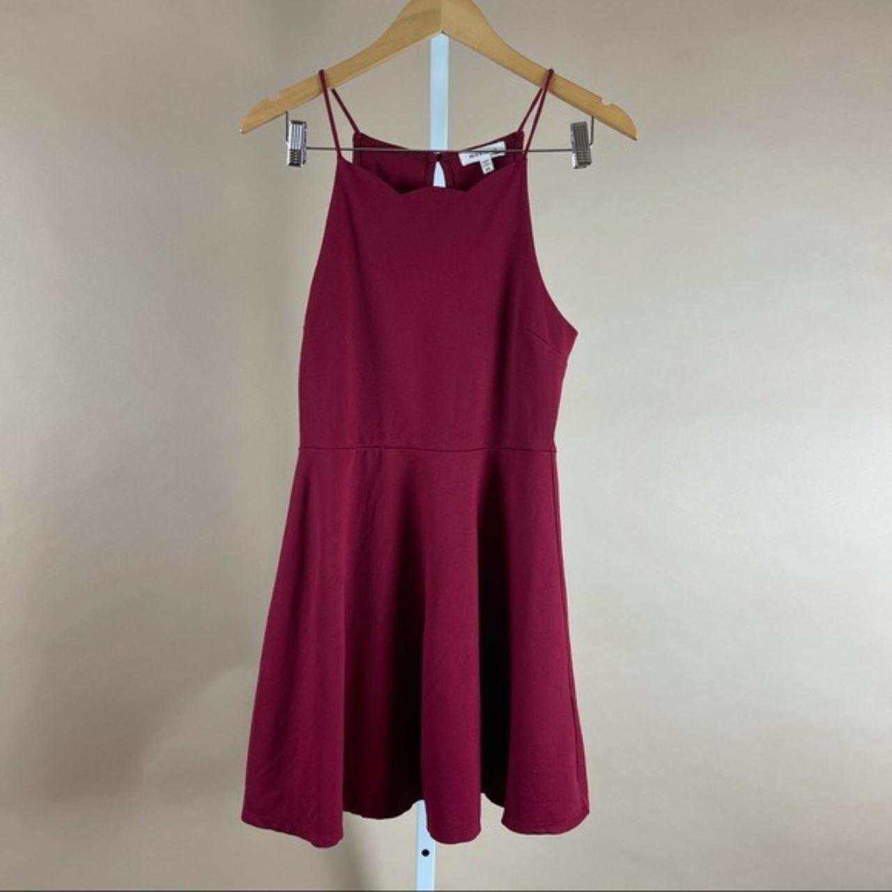 Monteau Scalloped High Neck Swing Dress Wine Size Depop