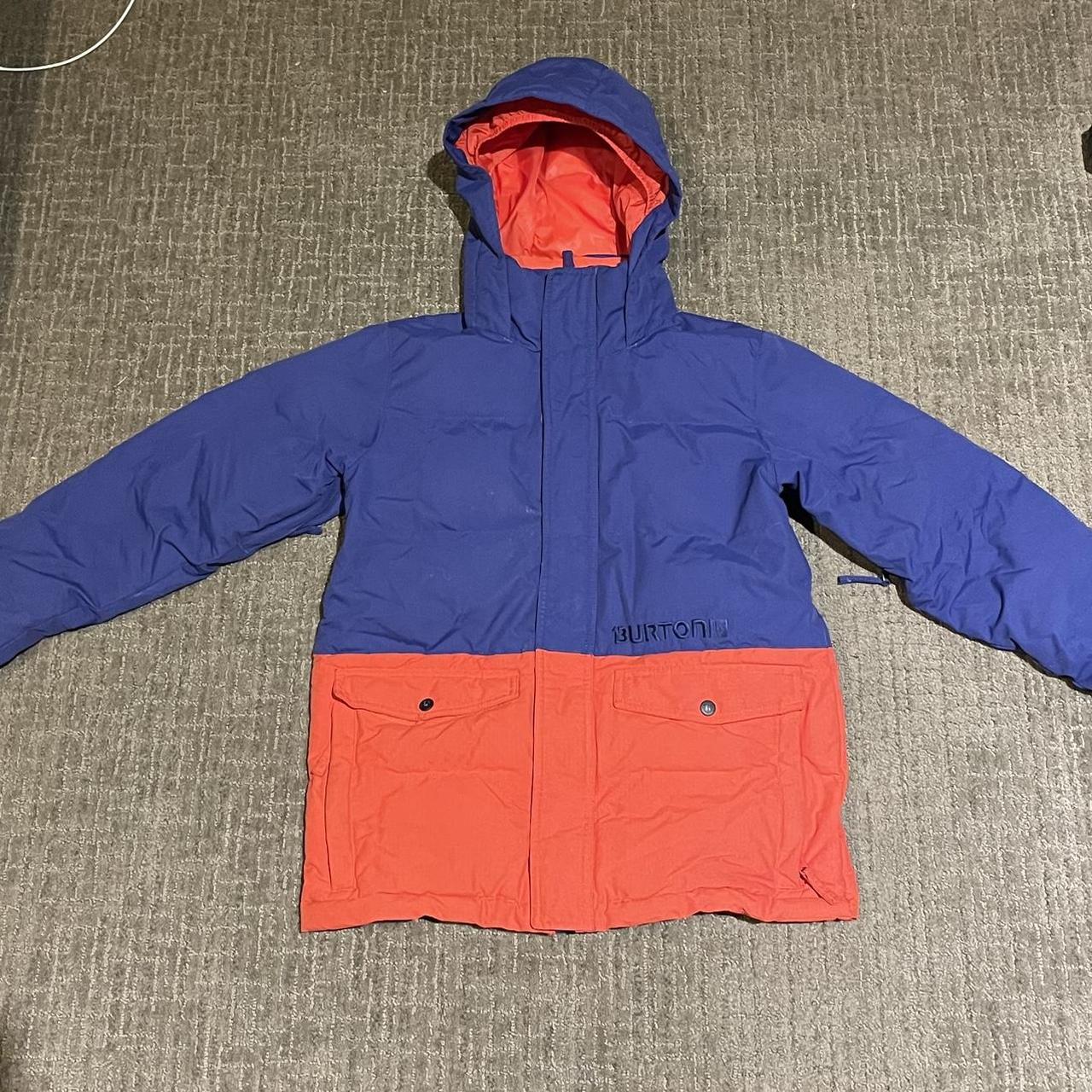 Red and blue kids Burton winter jacket. Size medium.... - Depop