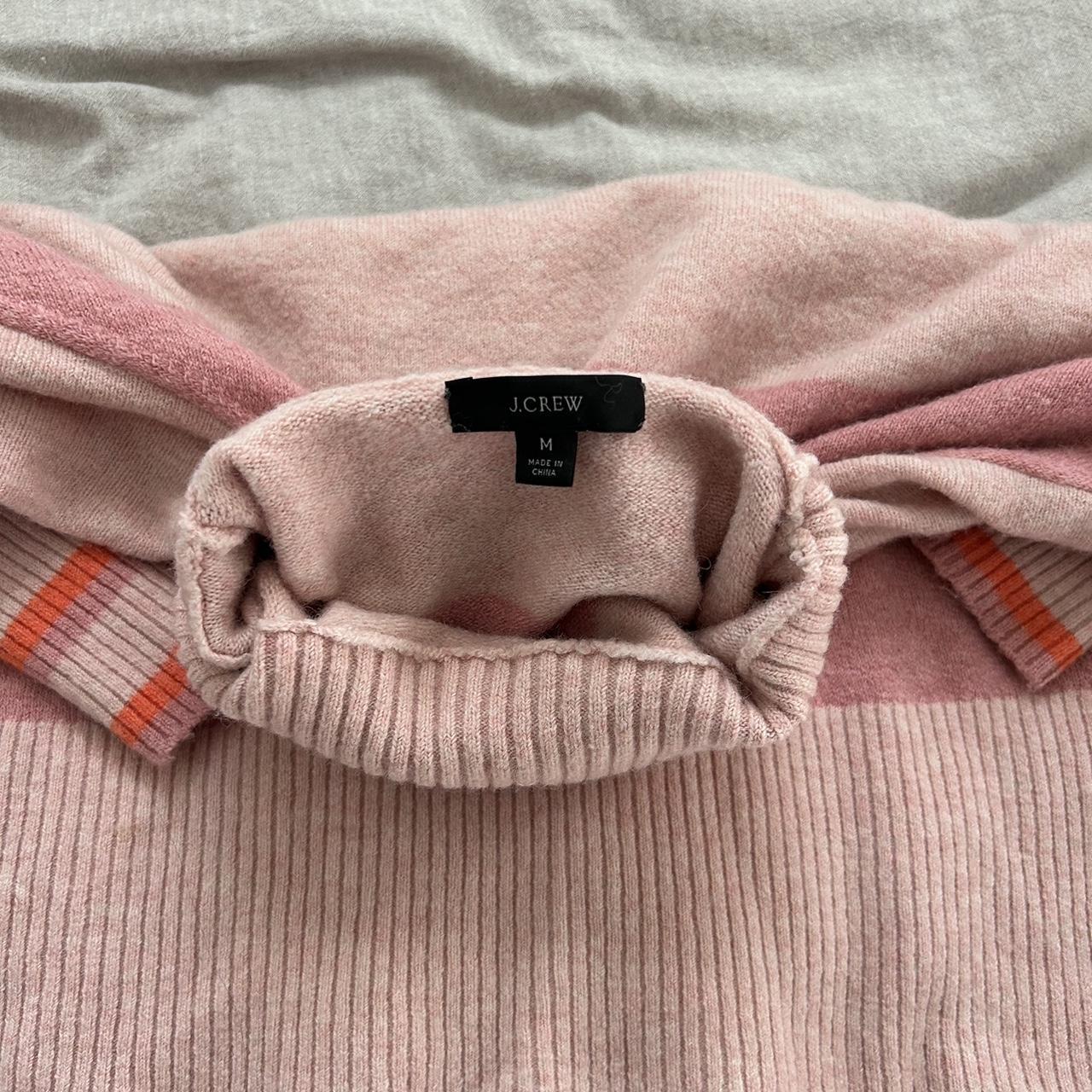 J Crew pink stripped turtleneck sweater Orange... - Depop