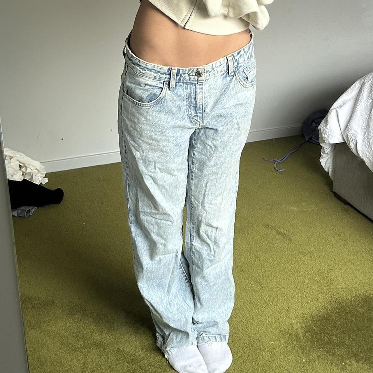 Low rise wide leg light wash blue Jean - Depop