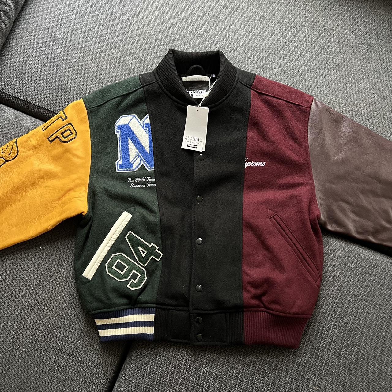 Supreme MM6 Maison Margiela Split Varsity Jacket... - Depop