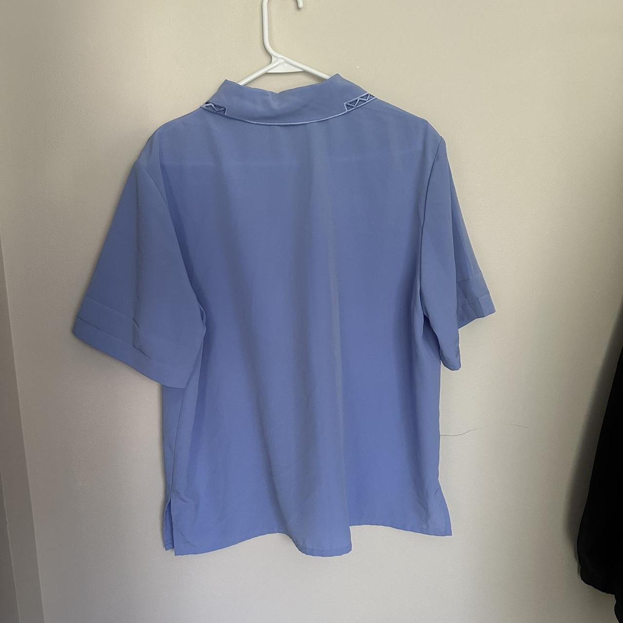 vintage periwinkle button up blouse ☆ labled size... - Depop