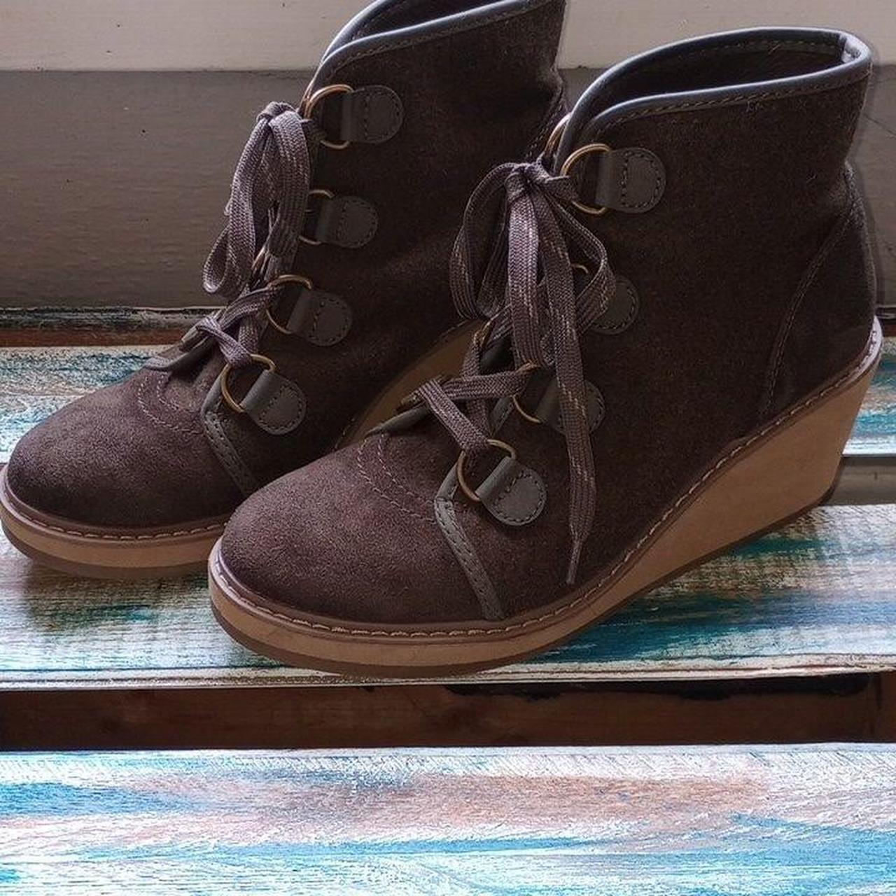 Gently used lace up Wedge Heel Boots by Merona.... - Depop