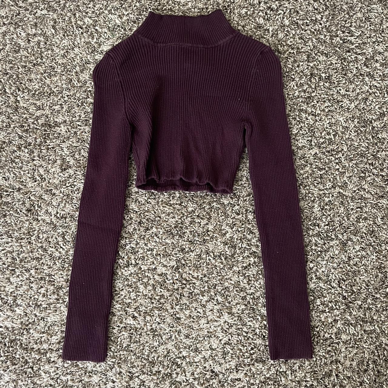 Deep Purple Ribbed Sweater Self-hem - Depop