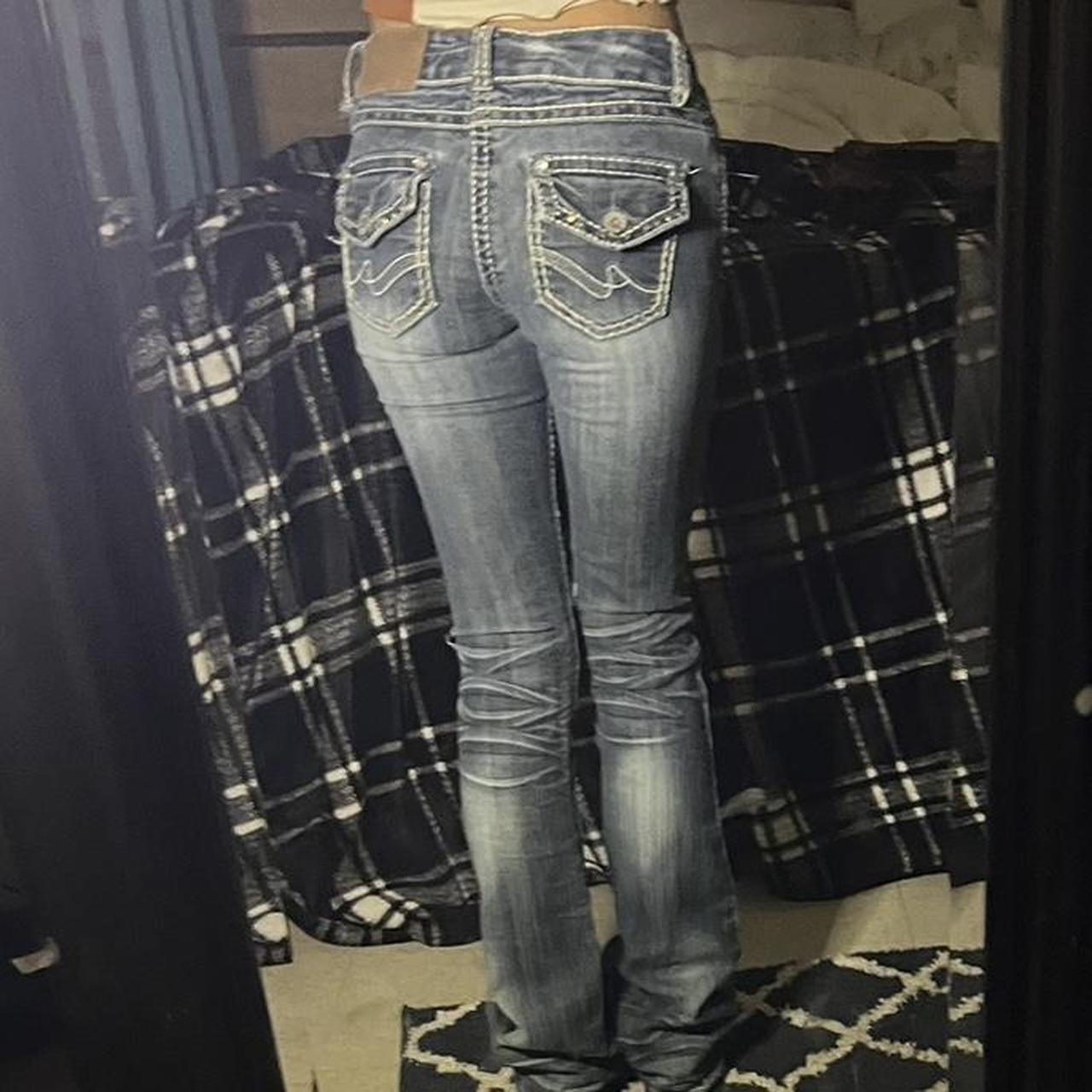 Almost famous Low rise flared jeans Good condition... - Depop